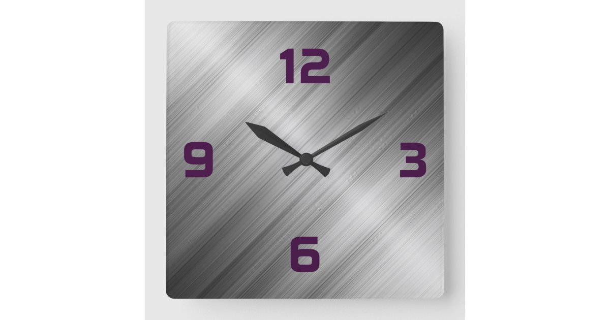 Brushed Metal Texture Square Wall Clock | Zazzle