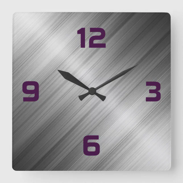 Brushed Metal Texture Square Wall Clock | Zazzle