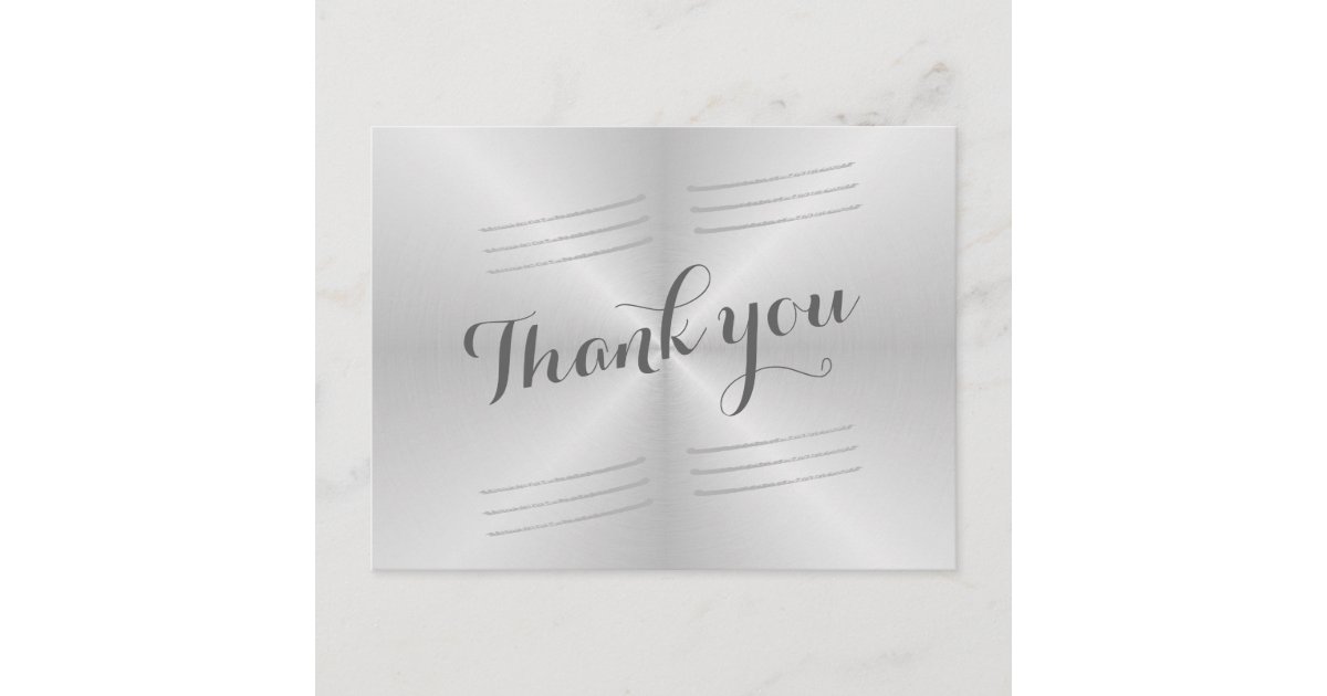 Brushed Metal Wedding Thank you Postcard | Zazzle