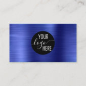 Brushed Metallic Blue Company Logo QR Code Business Card | Zazzle