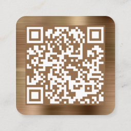 Brushed Metallic Gold Company Logo QR Code Square Business Card | Zazzle