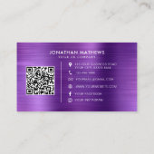 Brushed Metallic Purple Company Logo QR Code Business Card | Zazzle