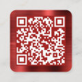 Brushed Metallic Red Company Logo QR Code Square Business Card | Zazzle
