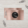 Brushed Metallic Rose Gold Company Logo QR Code Business Card | Zazzle