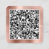 Brushed Metallic Rose Gold Company Logo QR Code Square Business Card ...
