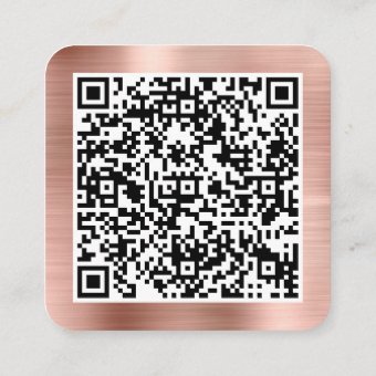 Brushed Metallic Rose Gold Company Logo QR Code Square Business Card ...