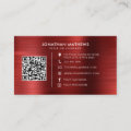 Brushed Metallic Ruby Red Company Logo QR Code Business Card | Zazzle
