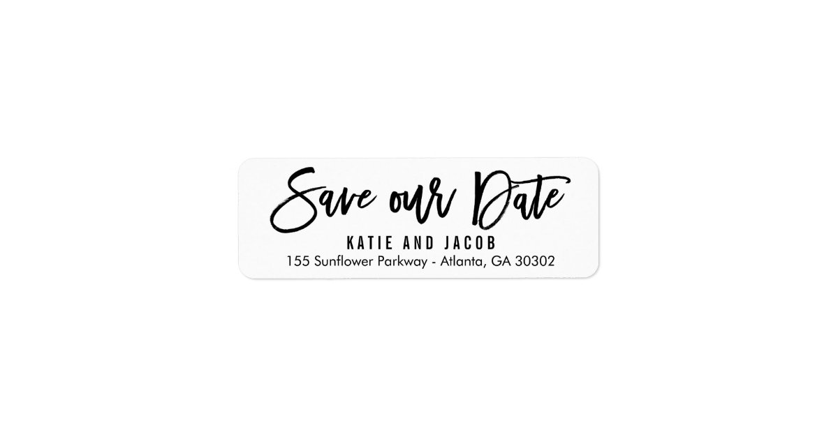 BRUSHED Modern Save The Date Address Label | Zazzle