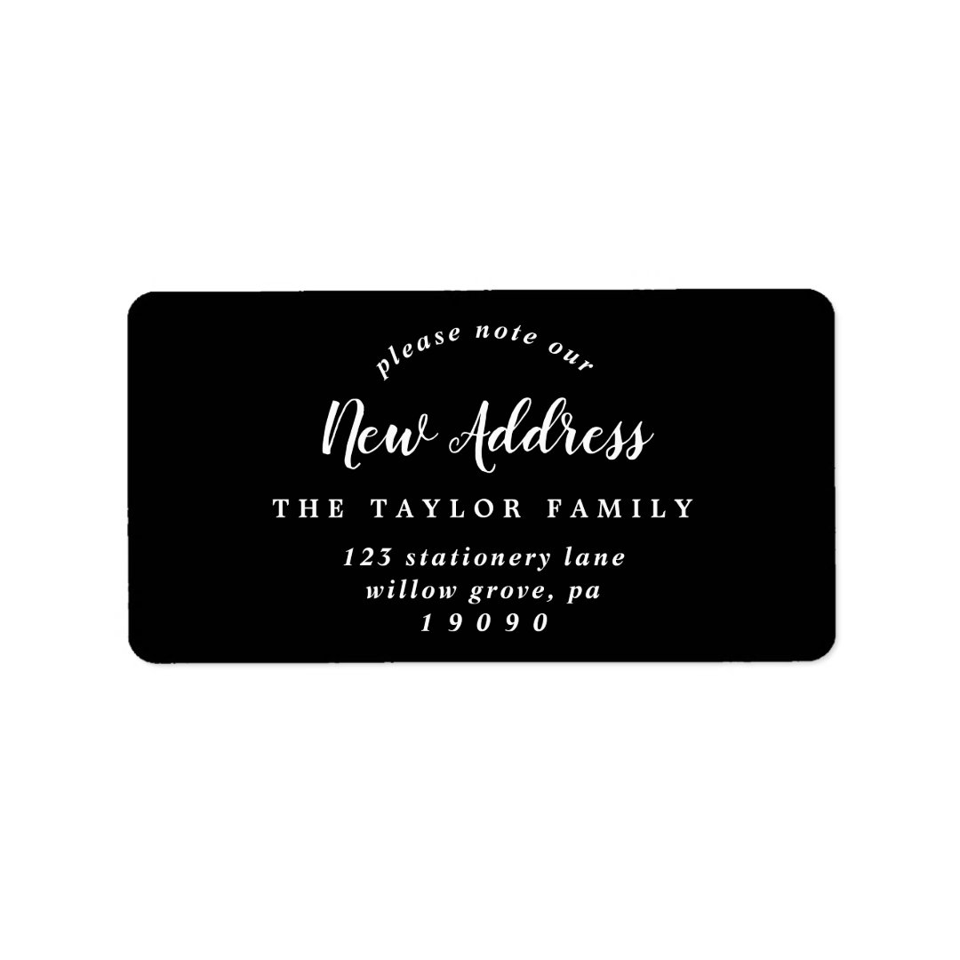 Brushed Please Note Our New Address Label | Zazzle