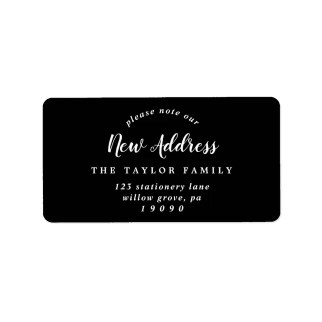 Brushed Please Note Our New Address Label | Zazzle