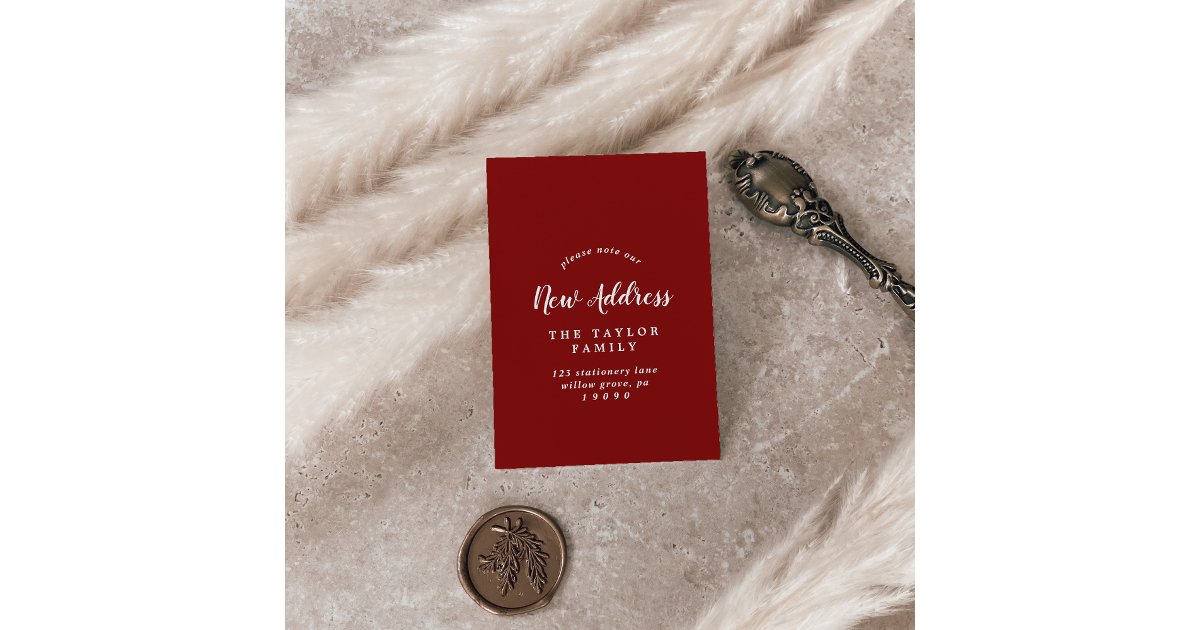 Brushed Red Change of Address Insert Card | Zazzle