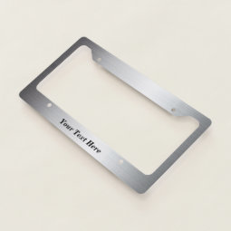 Brushed Silver metal Look Metallic Custom Text License Plate Frame | Zazzle