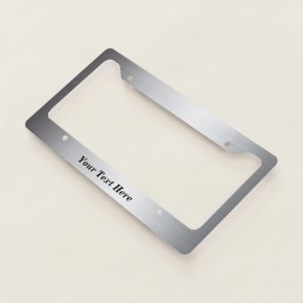 Brushed Silver metal Look Metallic Custom Text License Plate Frame | Zazzle