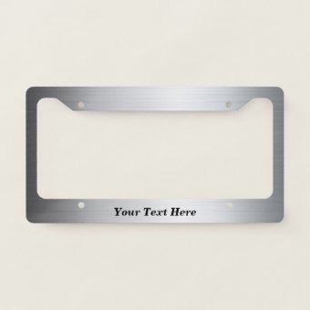 Brushed Silver metal Look Metallic Custom Text License Plate Frame | Zazzle