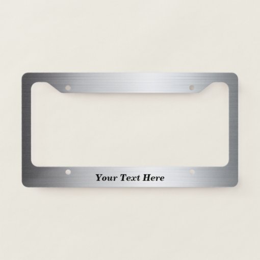 Brushed Silver metal Look Metallic Custom Text License Plate Frame | Zazzle