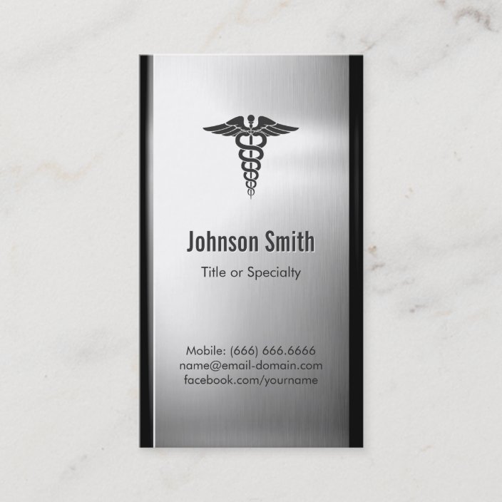 Brushed Stainless Steel Metal - Medical Symbol Business Card | Zazzle.com