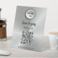 Brushed Steel Contactless QR Code Pay Here Pedestal Sign | Zazzle