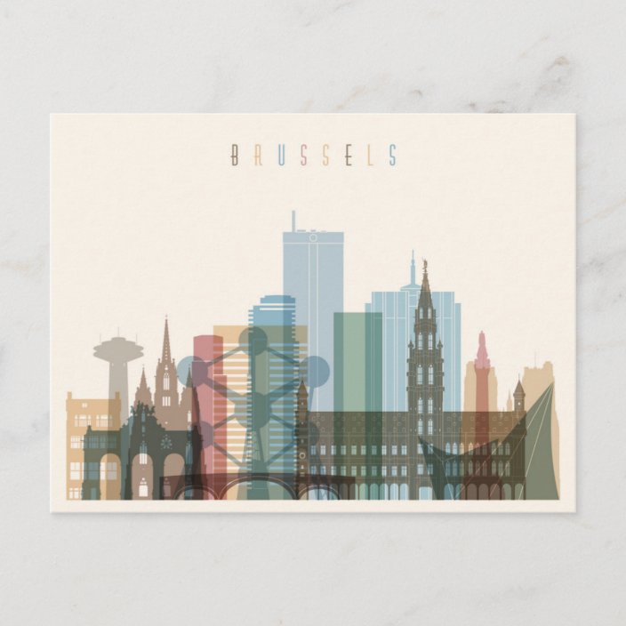 Brussels, Belgium | City Skyline Postcard | Zazzle.com