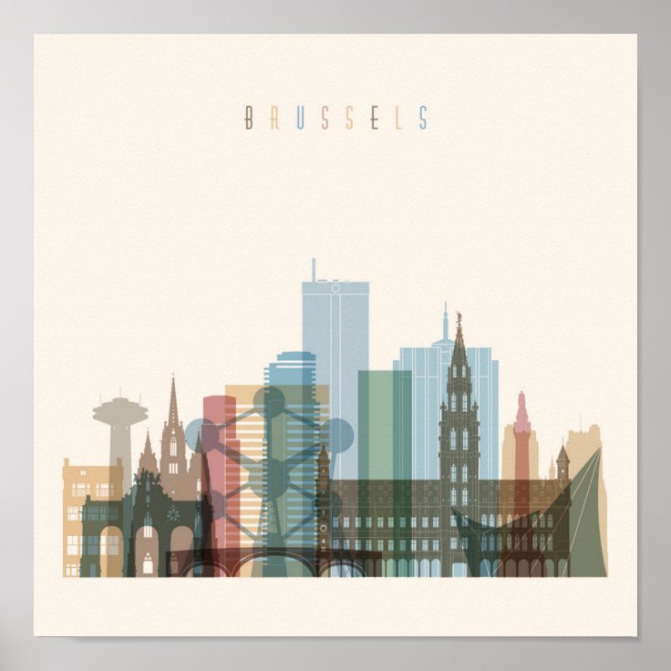 Brussels, Belgium | City Skyline Poster | Zazzle