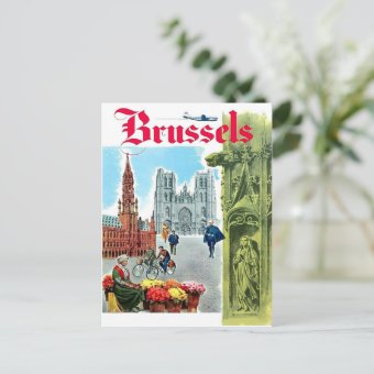 Brussels, city centre, Belgium. Vintage travel Postcard | Zazzle