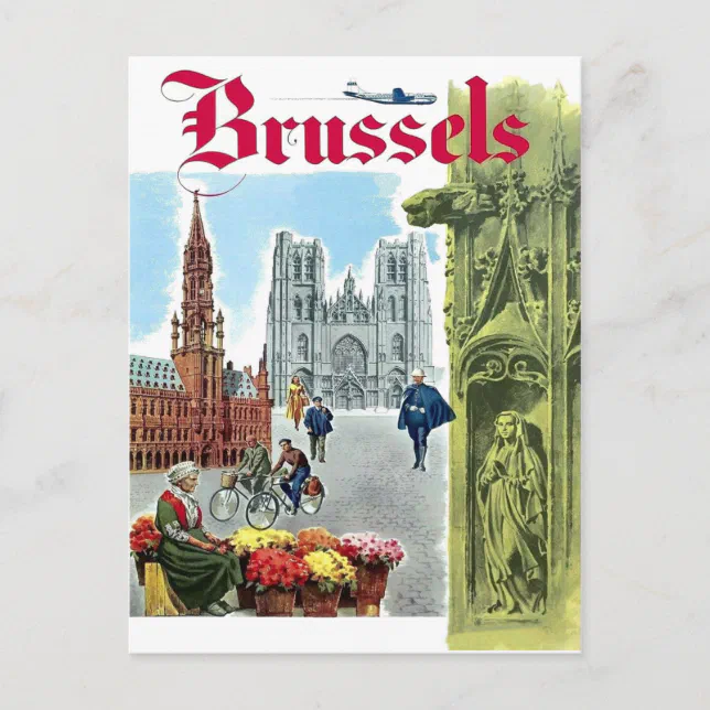 Brussels, city centre, Belgium. Vintage travel Postcard | Zazzle