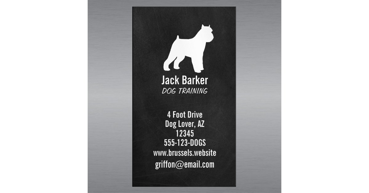 Brussels Griffon Dog Silhouette Chalkboard Style Magnetic Business Card ...
