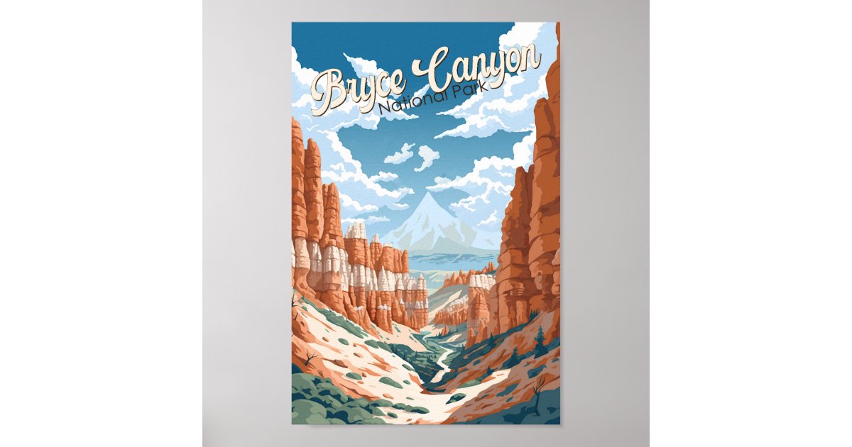 Bryce Canyon National Park Trail Illustration Poster | Zazzle