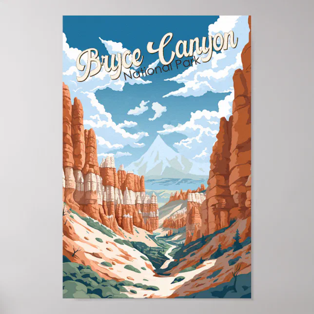 Bryce Canyon National Park Trail Illustration Poster | Zazzle