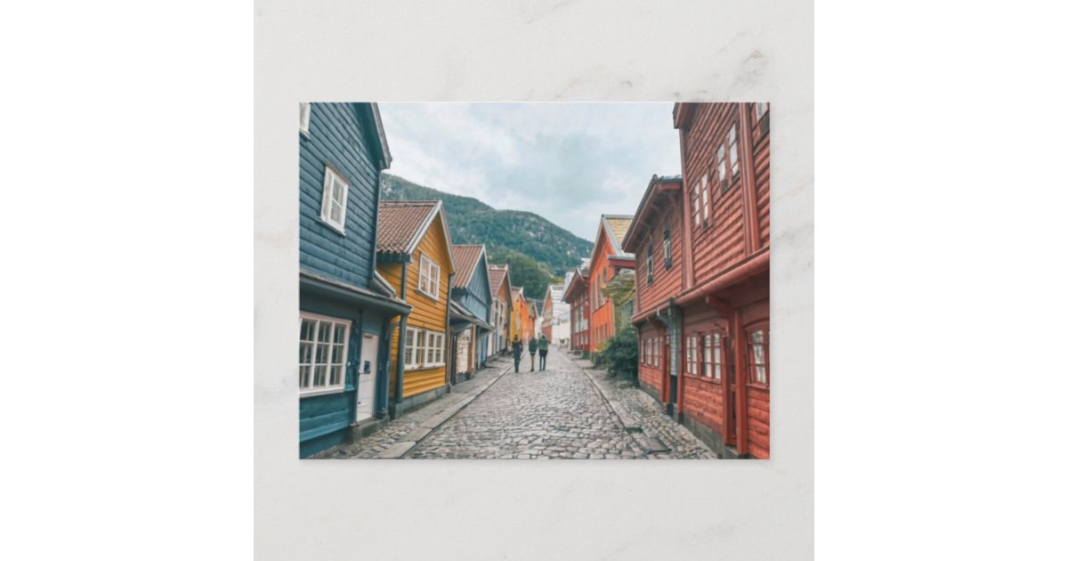 bryggen bergen norway street postcard | Zazzle
