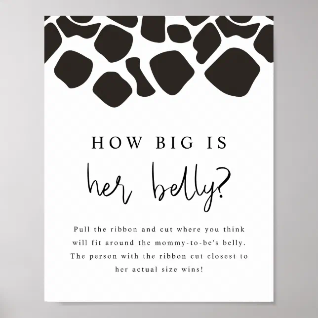 BRYNDLE Animal Cow Print How Big is Her Belly Game | Zazzle