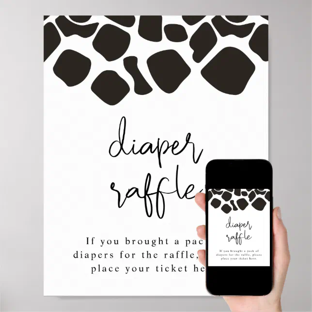 BRYNDLE Cow Print Diaper Raffle Game Sign | Zazzle
