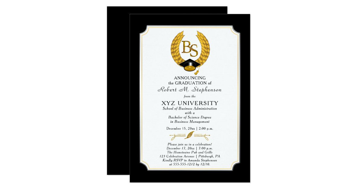 BS - Bachelor of Science Degree College Graduation Invitation | Zazzle.com