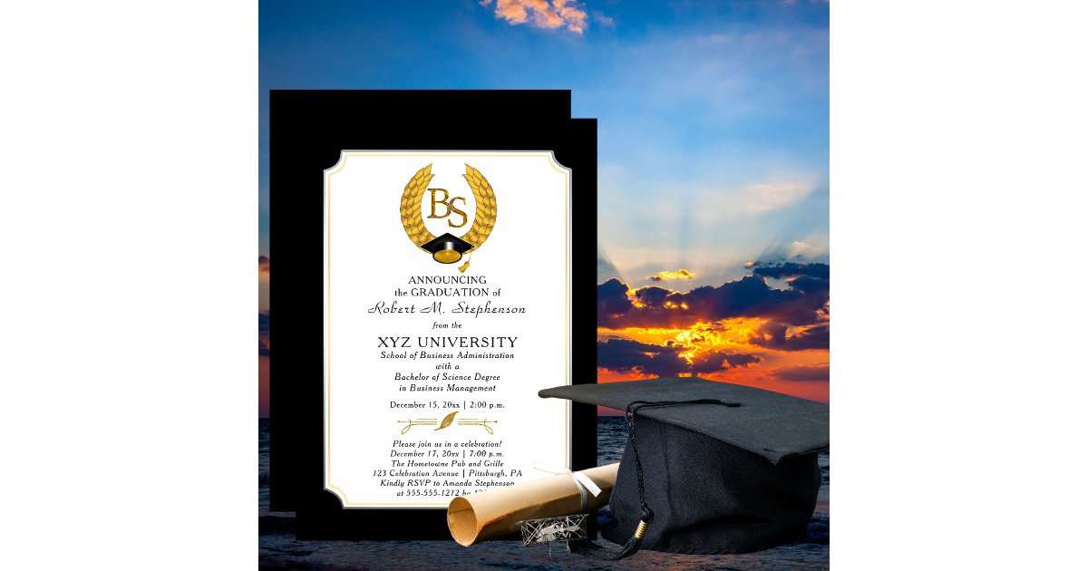 BS - Bachelor of Science Degree College Graduation Invitation | Zazzle