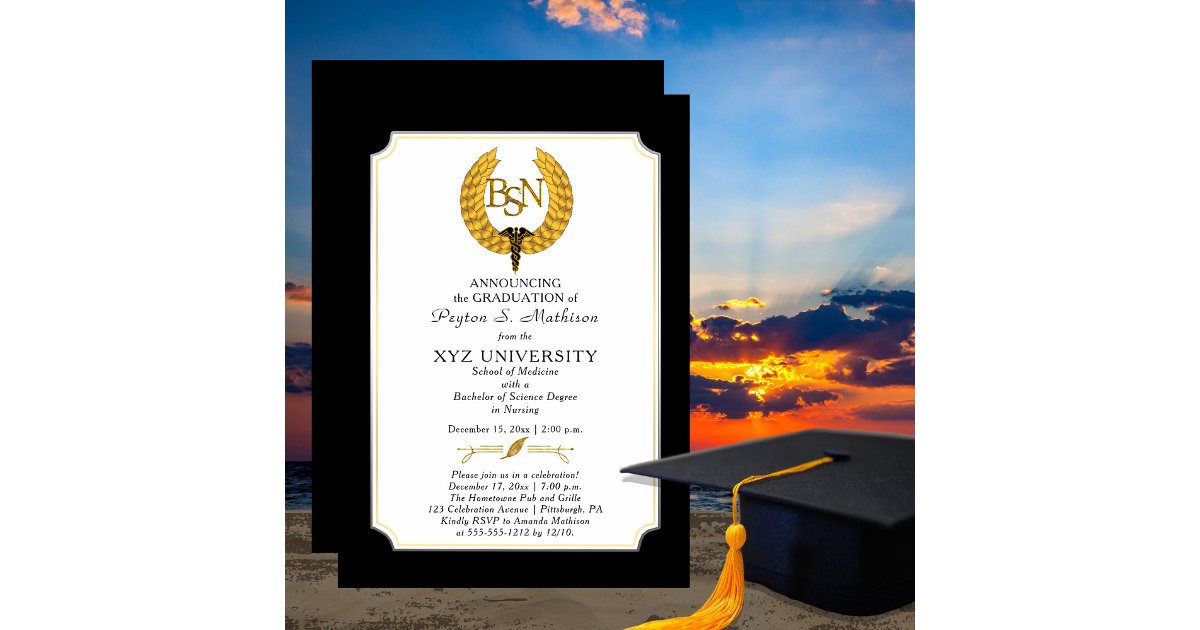 BS - Bachelor of Science Nursing Graduation Invitation | Zazzle