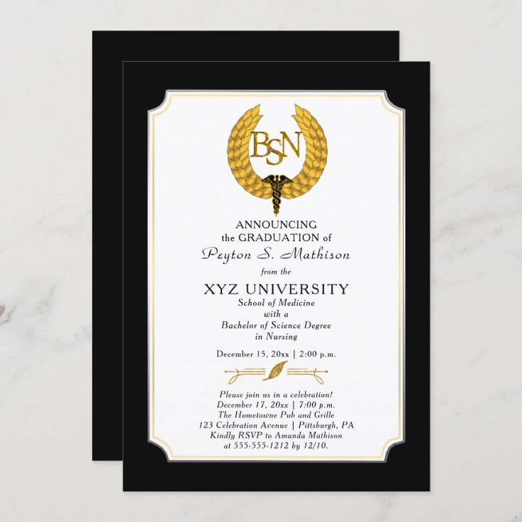 BS - Bachelor of Science Nursing Graduation Invitation | Zazzle