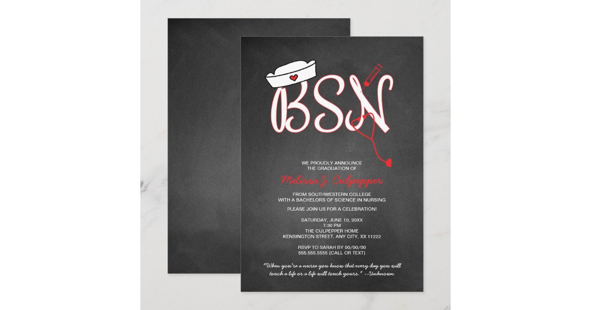 BSN nurse graduation party pinning ceremony invite | Zazzle