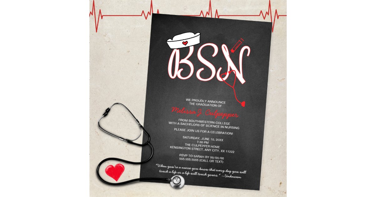 BSN nurse graduation party pinning ceremony invite | Zazzle