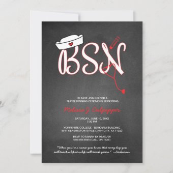BSN nurse pinning ceremony graduation invitations | Zazzle
