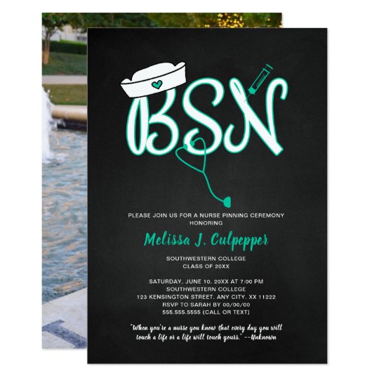 BSN PHOTO nurse graduation party pinning ceremony Invitation | Zazzle.com
