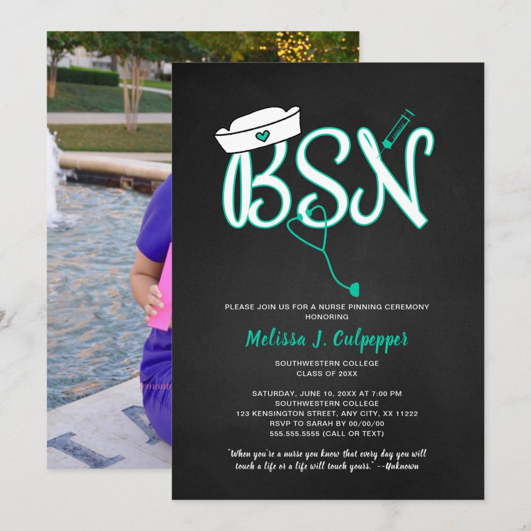 BSN PHOTO nurse graduation party pinning ceremony Invitation | Zazzle