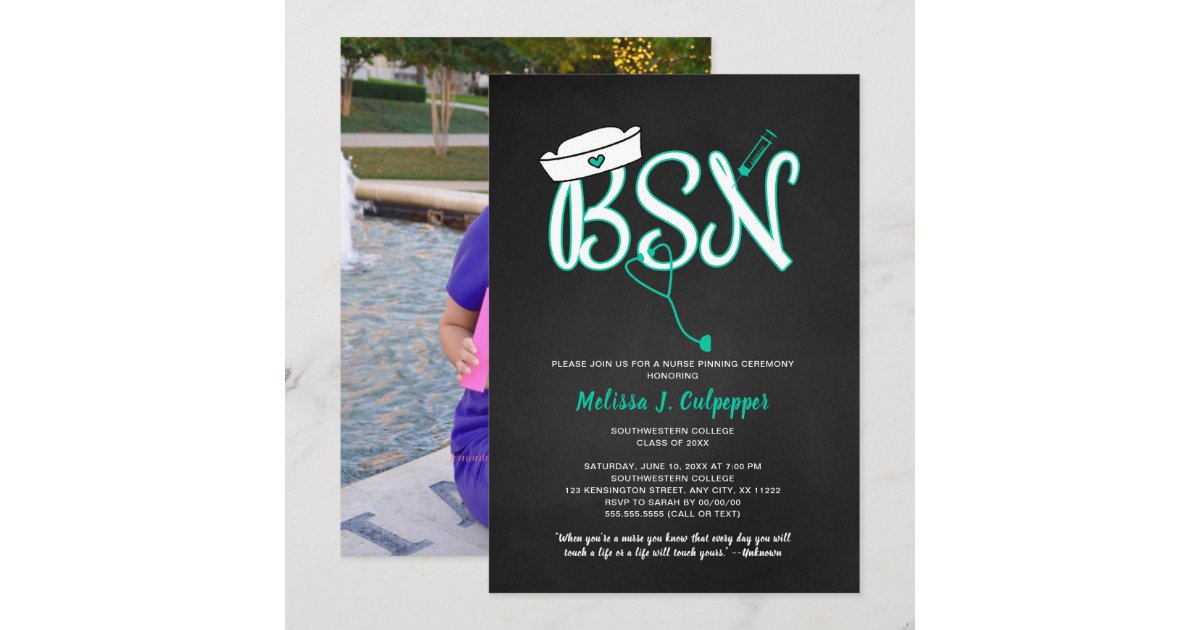 BSN PHOTO nurse graduation party pinning ceremony Invitation | Zazzle