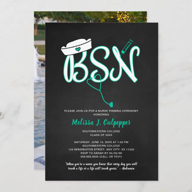BSN PHOTO nurse graduation party pinning ceremony Invitation | Zazzle