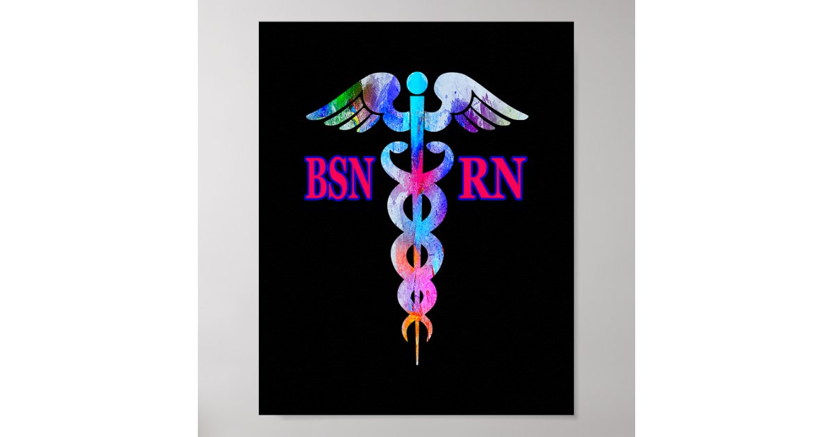 BSN Registered Nurse RN Caduceus Nursing Emblem Poster | Zazzle
