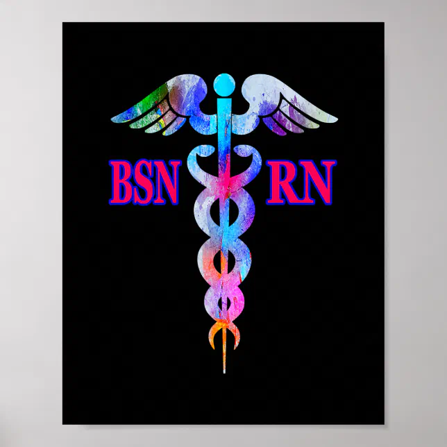 BSN Registered Nurse RN Caduceus Nursing Emblem Poster | Zazzle