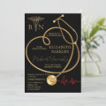 BSN RN Black Gold Nursing Graduation Party Invitation | Zazzle