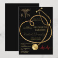 BSN RN Black Gold Nursing Graduation Party Invitation | Zazzle