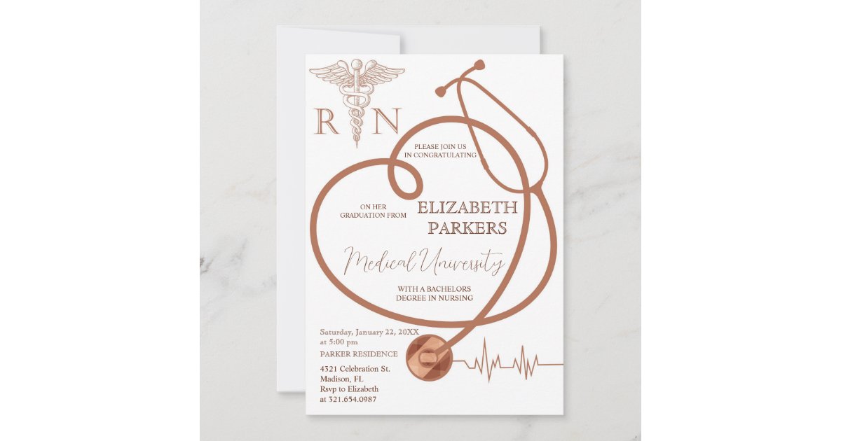 BSN RN Modern Nursing Graduation Party Invitation | Zazzle