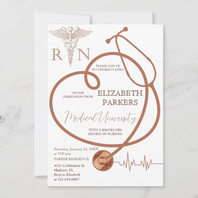 BSN RN Modern Nursing Graduation Party Invitation | Zazzle