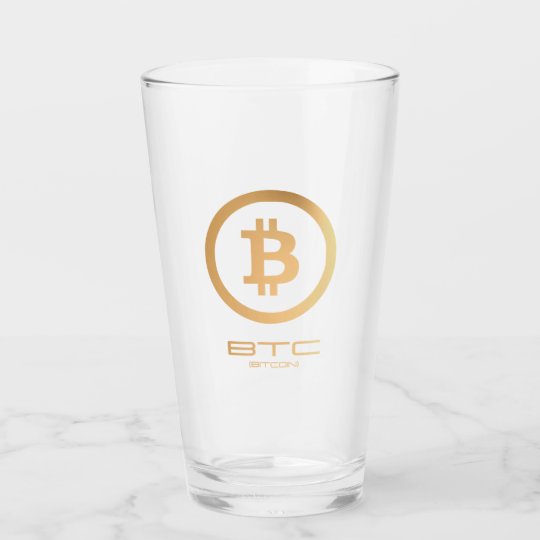 BTC -Bitcoin (Gold) Glass | Zazzle.com