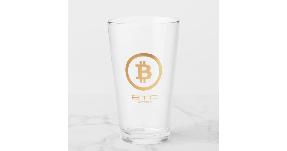 BTC -Bitcoin (Gold) Glass | Zazzle